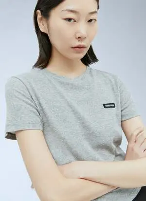 Miu Miu Cotton Jersey Logo Patch T-shirt