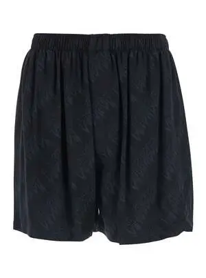 Balenciaga High-waisted Monogrammed Viscose Shorts - Black