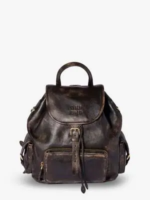 Miu Miu Distressed Leather Backpack