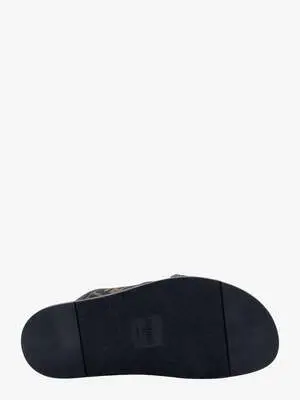 Fendi Ff Jacquard Fabric Sandals With Embroidered Logo