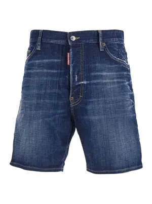 Dsquared2 Cotton Denim Shorts With Frayed Hem
