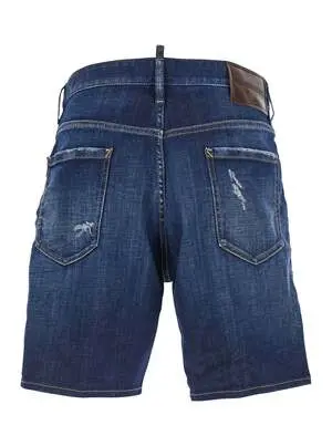 Dsquared2 Cotton Denim Shorts With Frayed Hem
