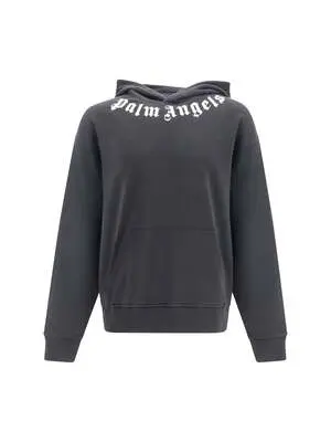 Palm Angels Neck Logo Hoodie - Black