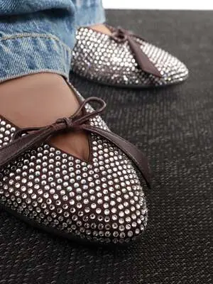Attico Kali Rhinestone Ballerinas - Brown