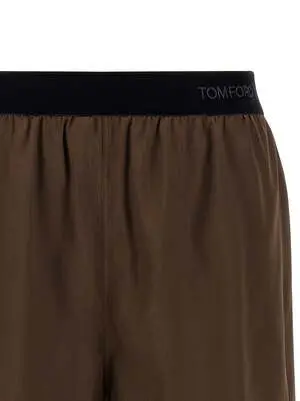 TOM FORD Silk Satin Pajama Shorts With Velvet Logo Detail