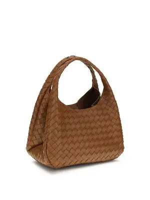 Bottega Veneta Campana Intrecciato Leather Shoulder Bag - Brown