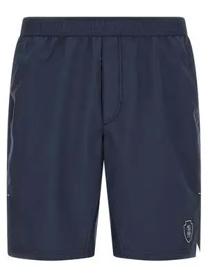 Brunello Cucinelli Nylon Bermuda Shorts With Emblem - Blue