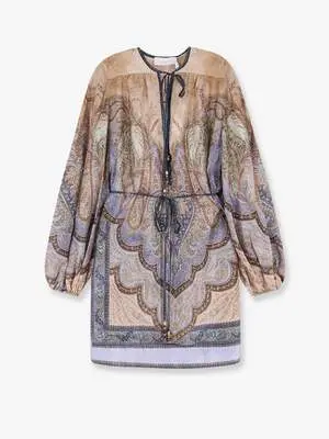 Zimmermann Wanderlust Tunic Silk Mini Dress - Multicolor
