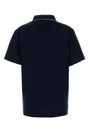 Prada Navy Cotton Polo Shirt With Contrast Piping - Blue