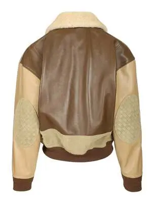 Bottega Veneta Nappa Leather Bomber Jacket With Shearling Collar - Multicolor