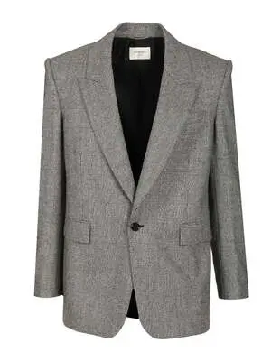 Saint Laurent Prince Of Wales Wool Flannel Jacket - Gray