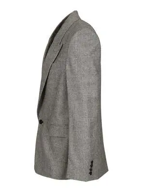 Saint Laurent Prince Of Wales Wool Flannel Jacket - Gray