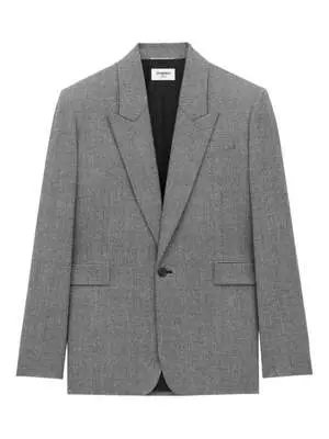 Saint Laurent Prince Of Wales Wool Flannel Jacket - Gray