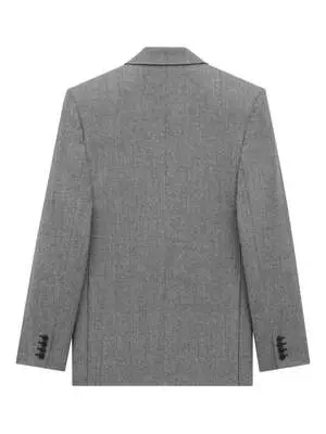 Saint Laurent Prince Of Wales Wool Flannel Jacket - Gray