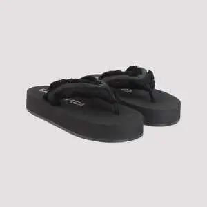 Balenciaga Cushy Thong Sandals With Fringed Detailing
