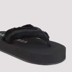 Balenciaga Cushy Thong Sandals With Fringed Detailing