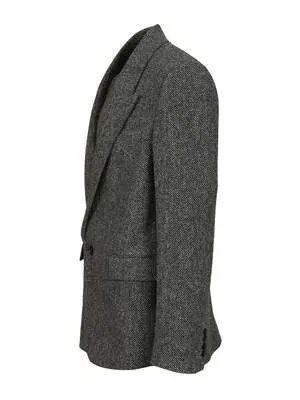 Saint Laurent Herringbone Worsted Wool Blazer