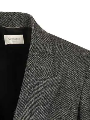 Saint Laurent Herringbone Worsted Wool Blazer