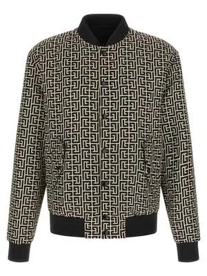 Balmain Monogram Reversible Bomber Jacket - Black