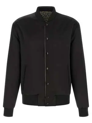Balmain Monogram Reversible Bomber Jacket - Black