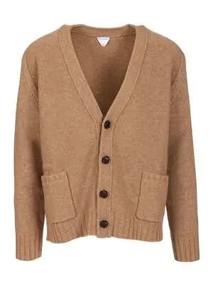 Bottega Veneta Fine Merino Wool Cardigan With Intrecciato Leather Buttons