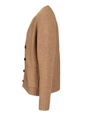 Bottega Veneta Fine Merino Wool Cardigan With Intrecciato Leather Buttons