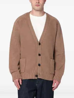 Bottega Veneta Fine Merino Wool Cardigan With Intrecciato Leather Buttons