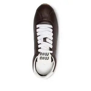 Miu Miu Lace-up Round Toe Sneakers - Brown