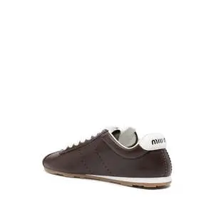 Miu Miu Lace-up Round Toe Sneakers - Brown