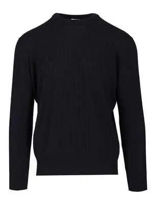 Bottega Veneta Ribbed Wool Crew Neck Sweater - Blue