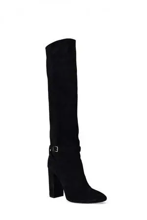 Saint Laurent Suede Buckled Boots