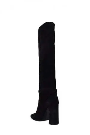 Saint Laurent Suede Buckled Boots