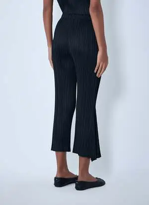 Issey Miyake Mid Rise Wide-leg Textured Weave Pleated Pants - Black