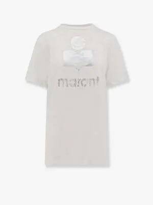 Isabel Marant Étoile Linen T-shirt With Laminated Logo - Black