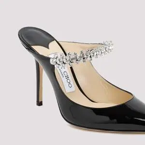 JIMMY CHOO Bing 100 Patent Leather Sandals With Crystal Embellishment