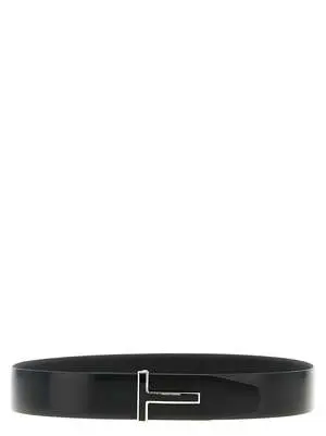 TOM FORD Reversible Belt With Logo Buckle - Black