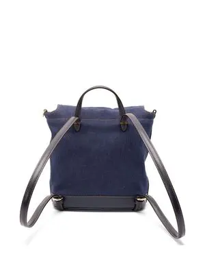 Fendi Small Denim Backpack With Ff Logo Plaque - Multicolor
