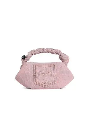 GANNI Bou Mini Bag In Denim With Braided Top Handle - Pink