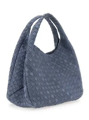 Bottega Veneta Blue Suede Intreccio Shoulder Bag - Multicolor