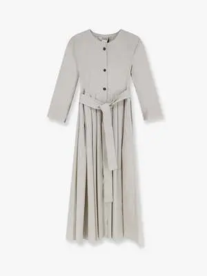 Max Mara Cotton Belted Dress - Multicolor