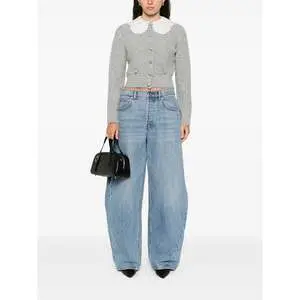 SELF-PORTRAIT Grey Scalloped Collar Cardigan - Gray