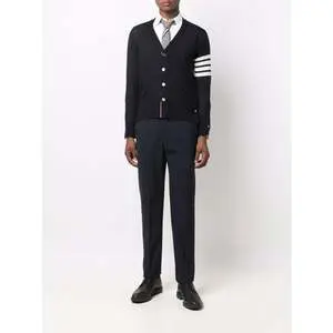 Thom Browne Navy Virgin Wool 4-bar Stripe Cardigan - Blue