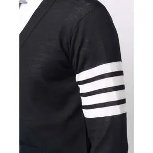 Thom Browne Navy Virgin Wool 4-bar Stripe Cardigan - Blue