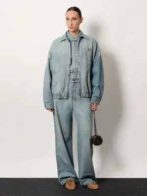 Miu Miu Cotton Jeans With Embroidered Logo - Multicolor