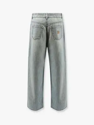 Miu Miu Cotton Jeans With Embroidered Logo - Multicolor