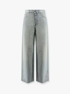 Miu Miu Cotton Jeans With Embroidered Logo - Multicolor