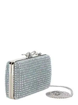 SELF-PORTRAIT Crystal Chainmail Clutch With Bow Clasp - Multicolor