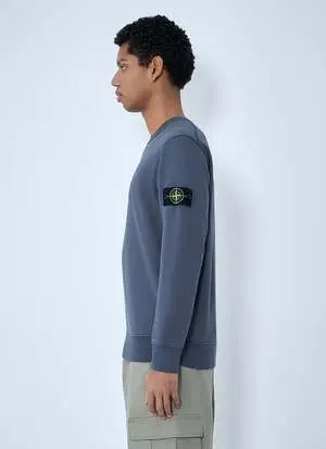 Stone Island Long-sleeve Cotton Sweatshirt With Logo Patch - Gray