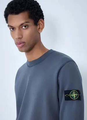Stone Island Long-sleeve Cotton Sweatshirt With Logo Patch - Gray