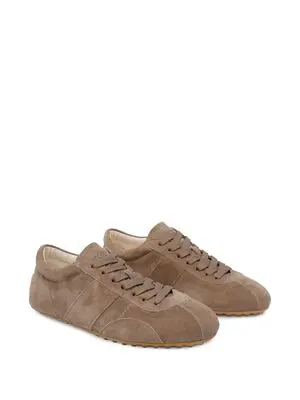 TOD'S Suede Leather Lace-up Sneakers With Gommini Detail - Multicolor